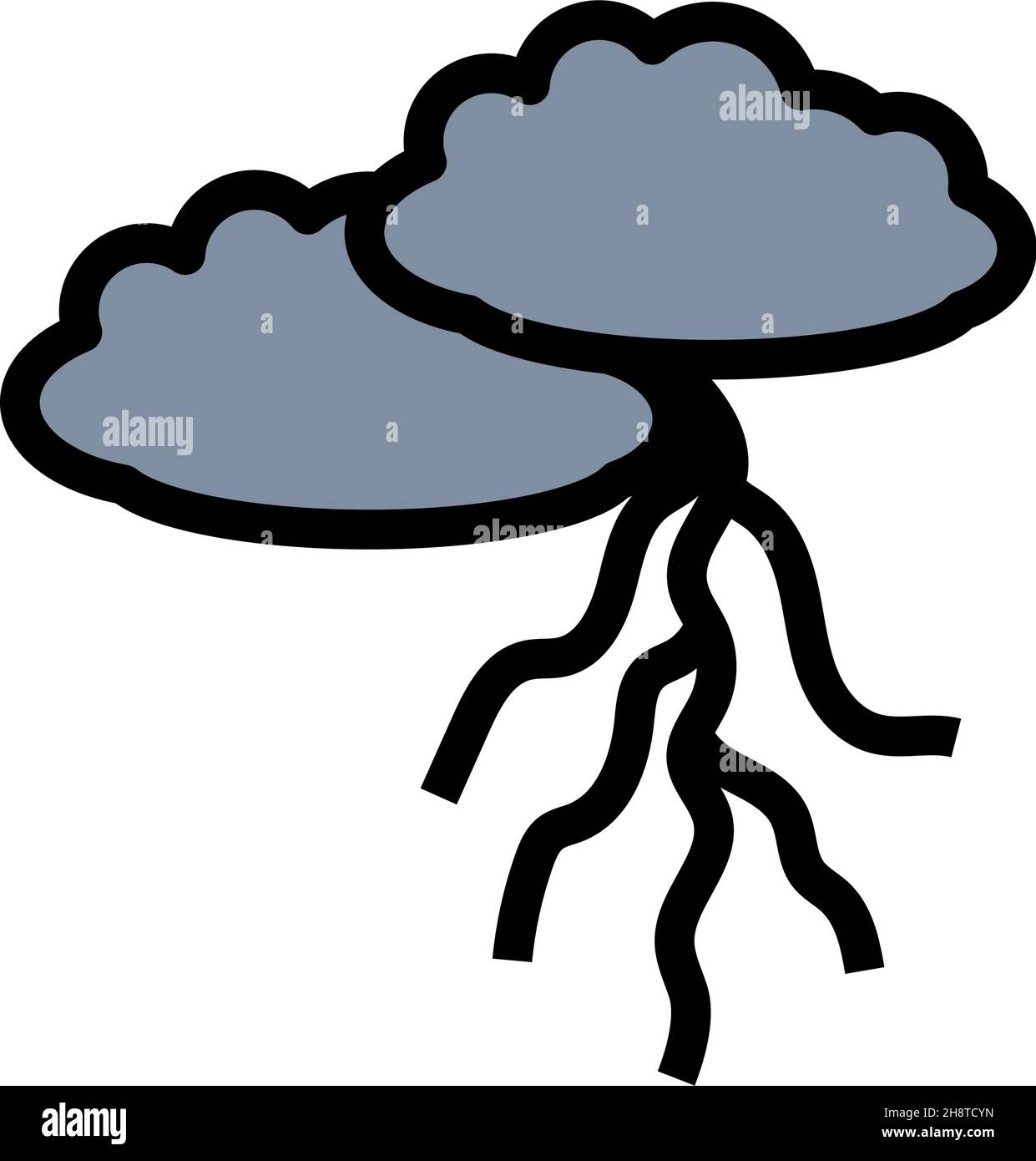 Clouds And Lightning Icon. Editable Bold Outline With Color Fill Design ...