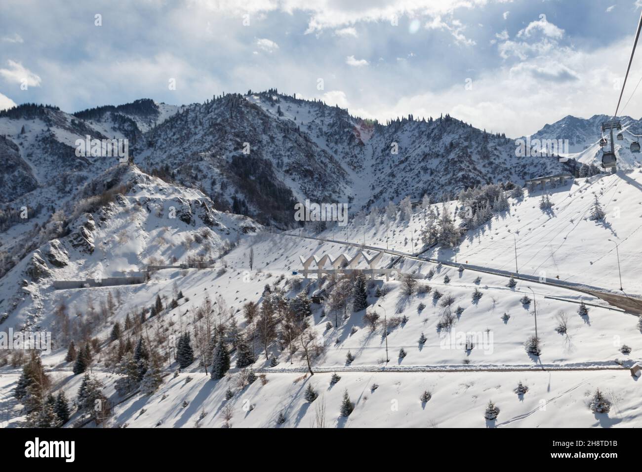 Almaty, Kazakhstan - March 16, 2021: Dam Medeo in the small Almaty ...