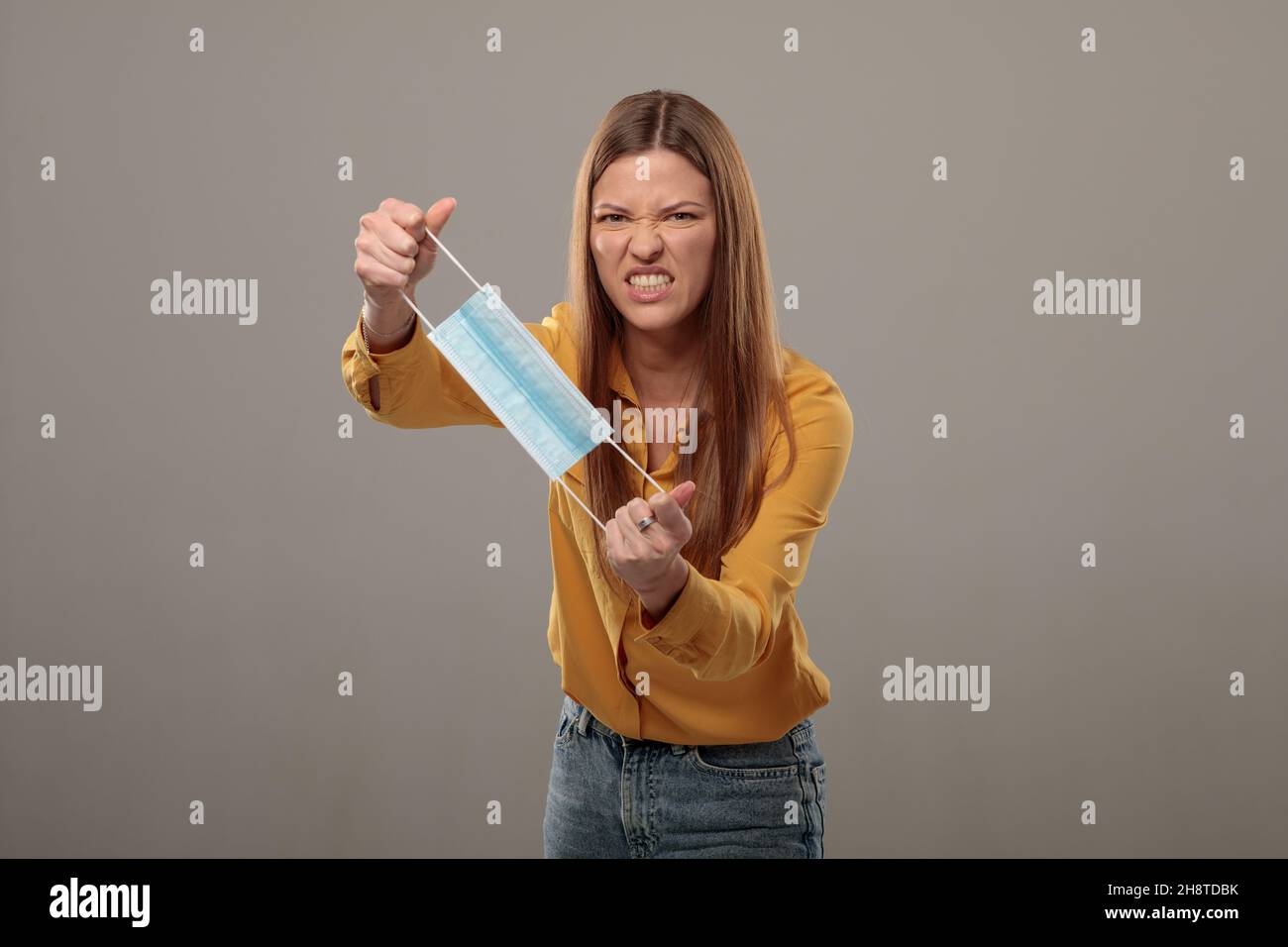 Angry woman face mask hi-res stock photography and images - Alamy