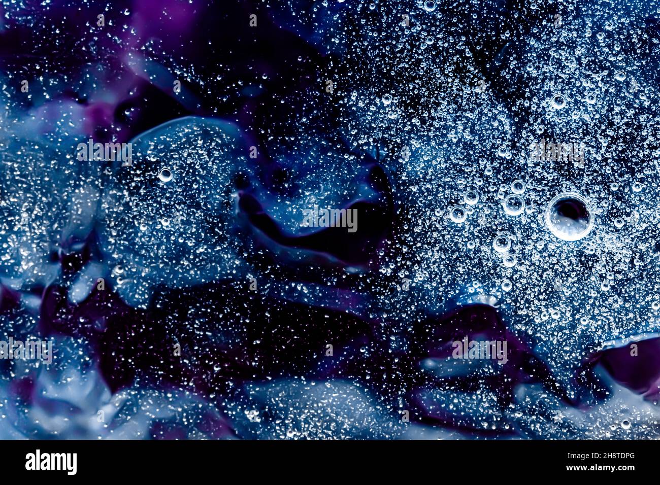 Abstract blue liquid background, paint splash, swirl pattern and water ...