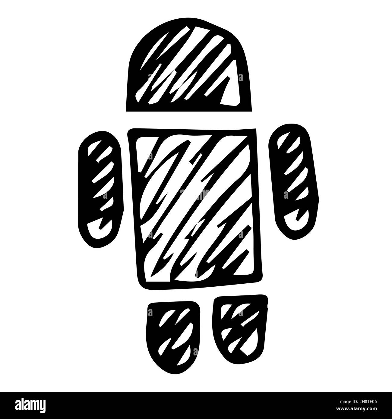 hand drawn doodle of robot kids style Simple flat vector illustration ...