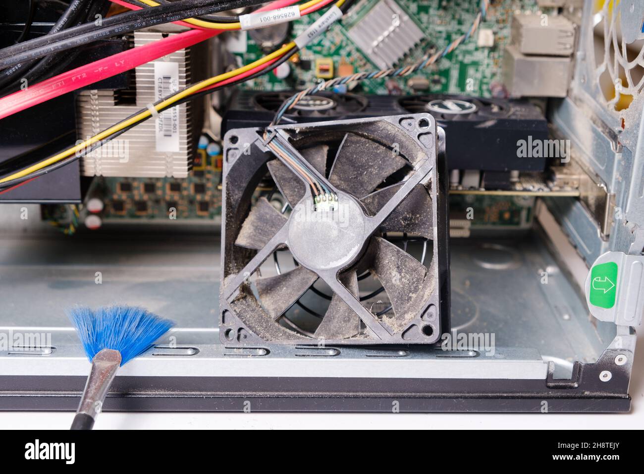 Dirty cooler ventilation system unit computer, cleaning from dust Stock ...