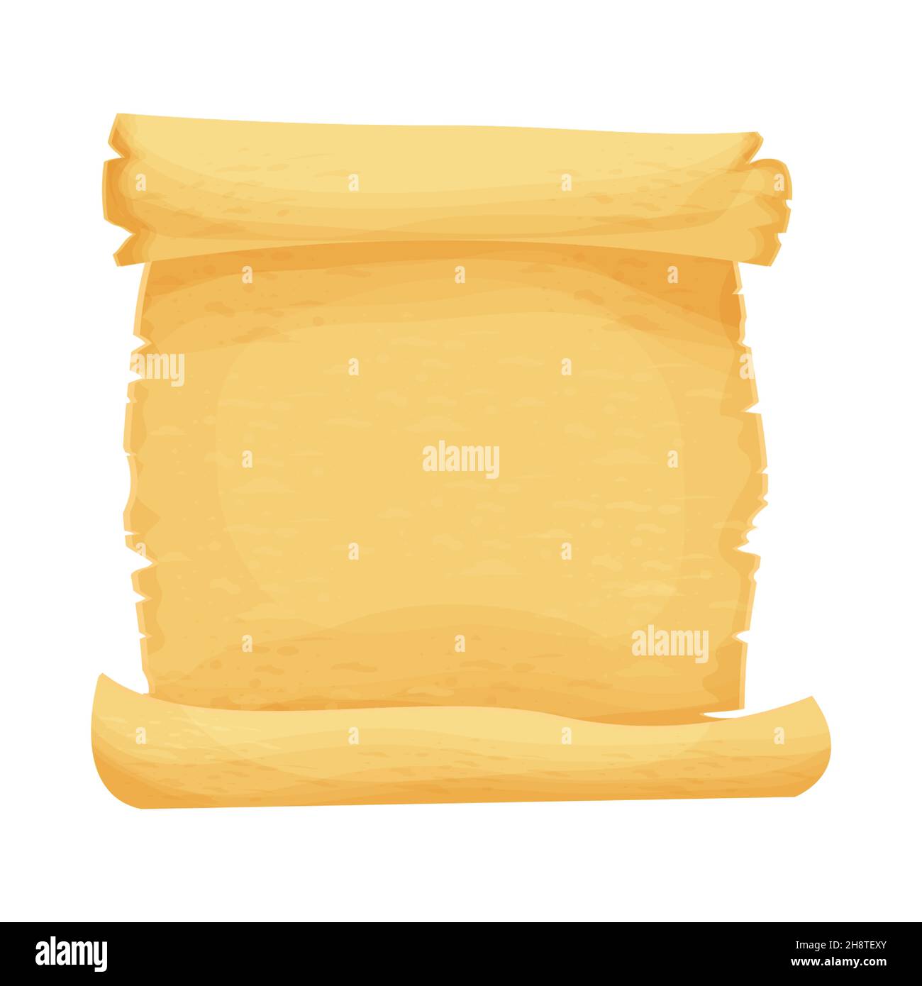 Parchment paper, scroll papyrus, empty frame, blank in cartoon style ...