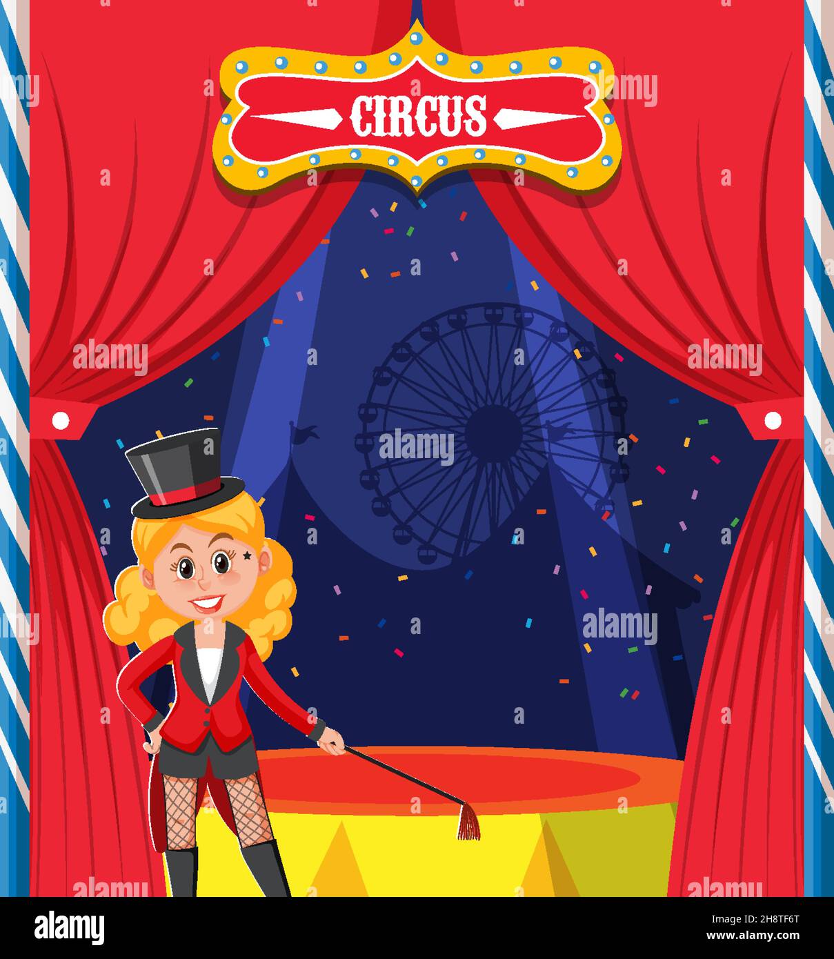 Magician girl character on stage illustration Stock Vector Image & Art ...