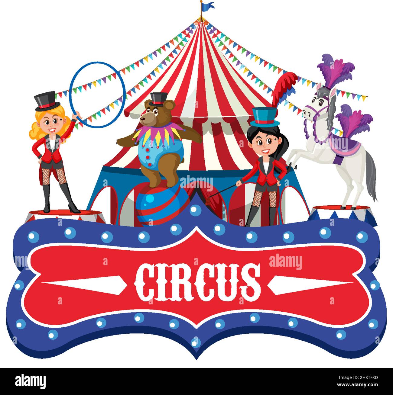 Circus banner with circus characters illustration Stock Vector Image ...