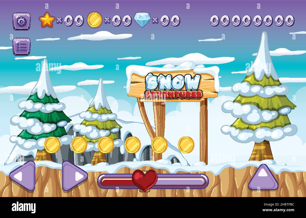 A Game Template Snow Forest Scene illustration Stock Vector Image & Art ...