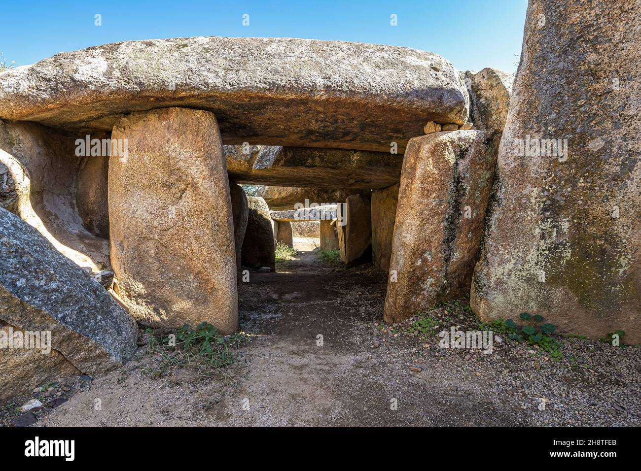Dolmen of Lacara, funeral chamber. Ancient megalithic building near La ...