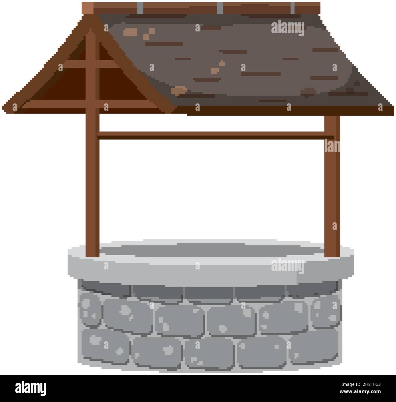Stone well with rooftop on white background illustration Stock Vector ...