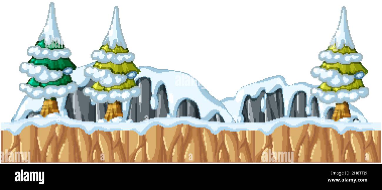 Pine trees on the ground in cartoon style illustration Stock Vector ...