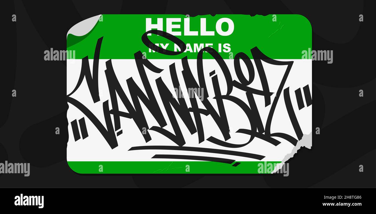 Abstract Flat Graffiti Style Sticker Hello My Name Is With Some Street ...
