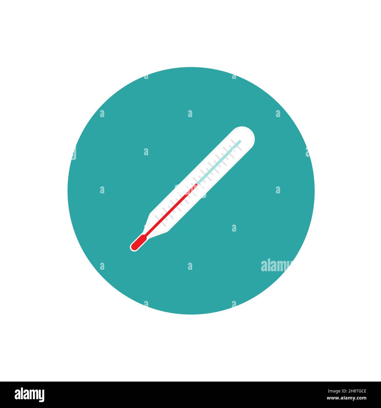 Medical thermometer icon isolated on blue. Human body temperature ...
