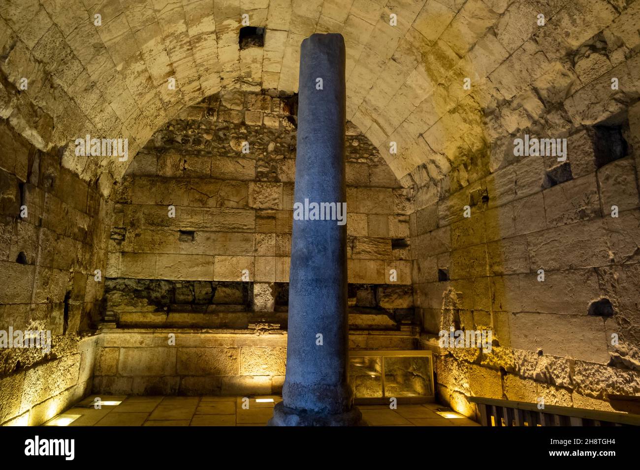 Pillar from the Byzantine period at the Hasmonean Hall at the ...