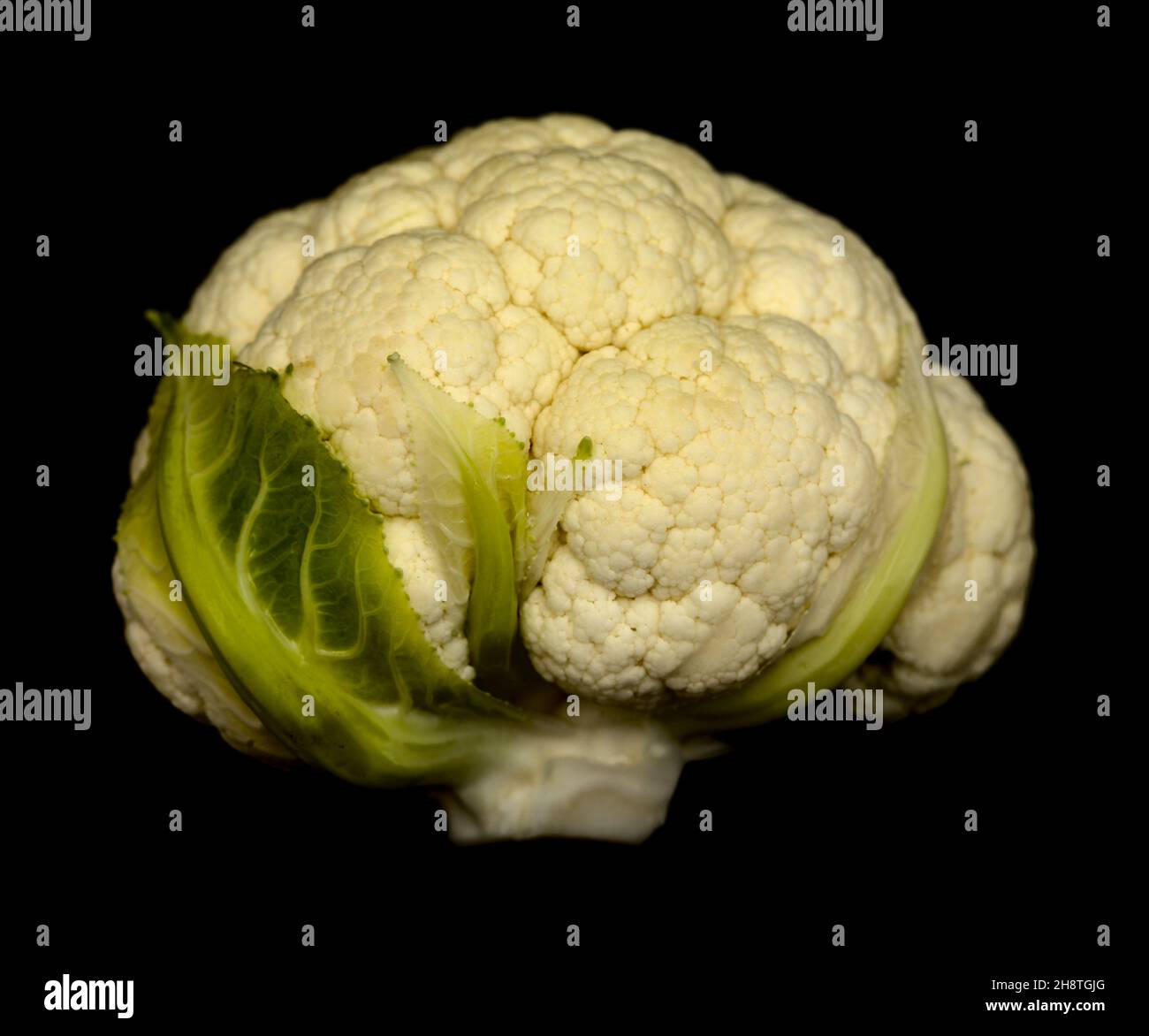 Cauliflower head isolated on black background Stock Photo - Alamy