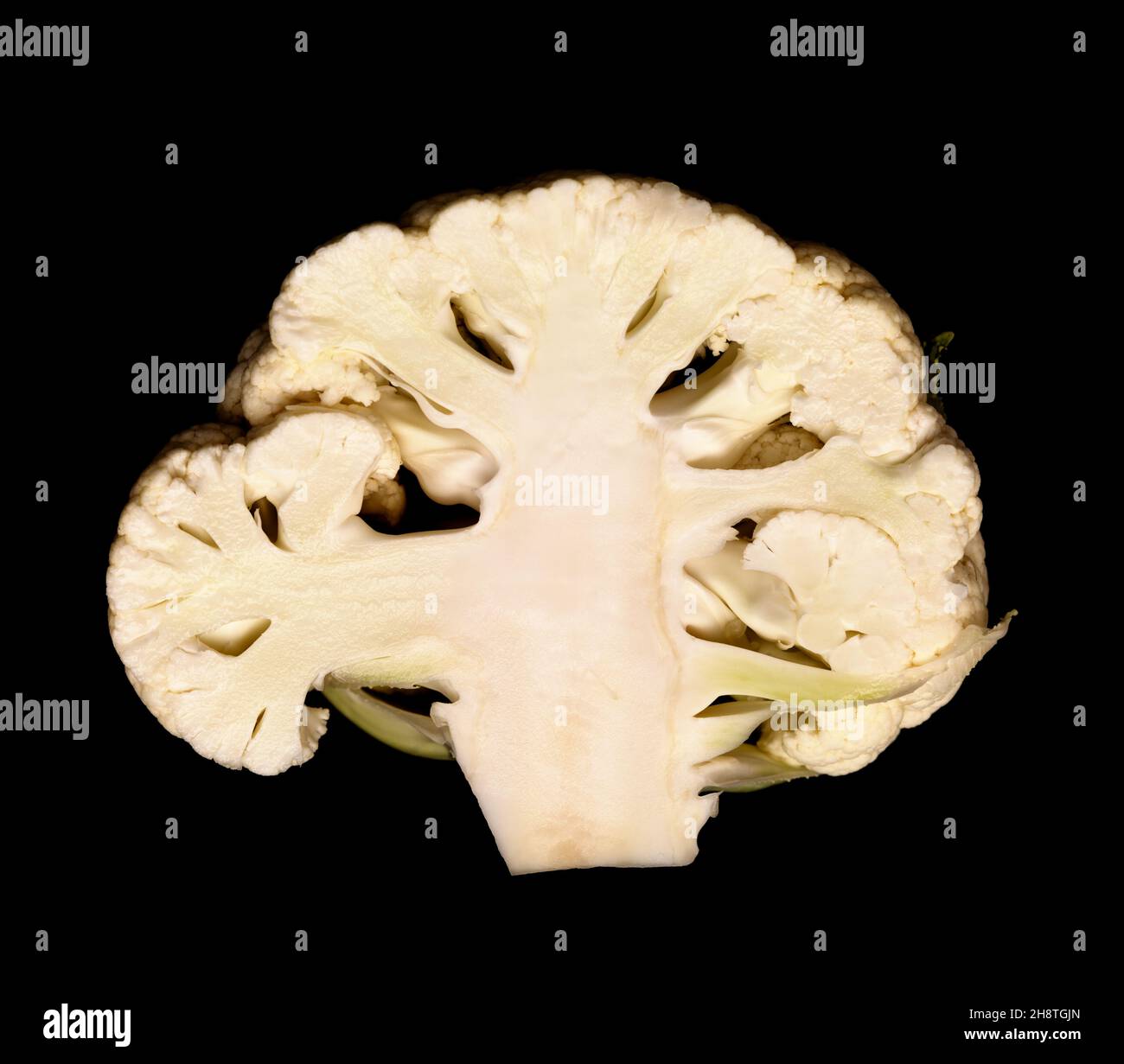 Cauliflower head isolated on black background Stock Photo - Alamy