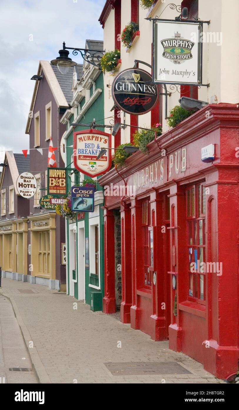 murphy's pub and lots of signs in Dingle county kerry Stock Photo - Alamy