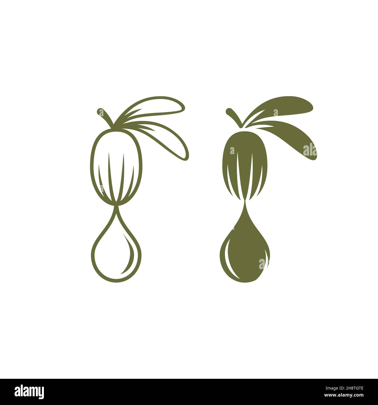 Shea nut with oil drop green icon. vitellaria beauty and cosmetics oil ...