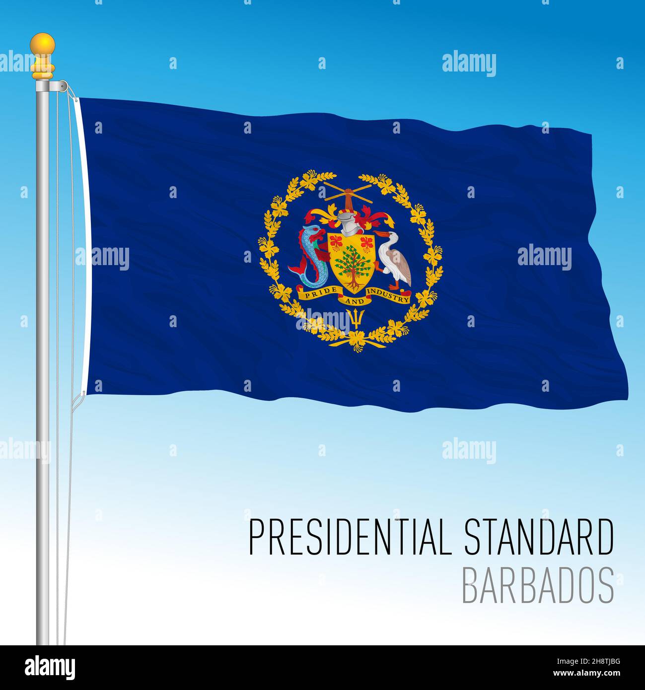 Barbados Republic, Presidential Standard flag, 2021, vector ...
