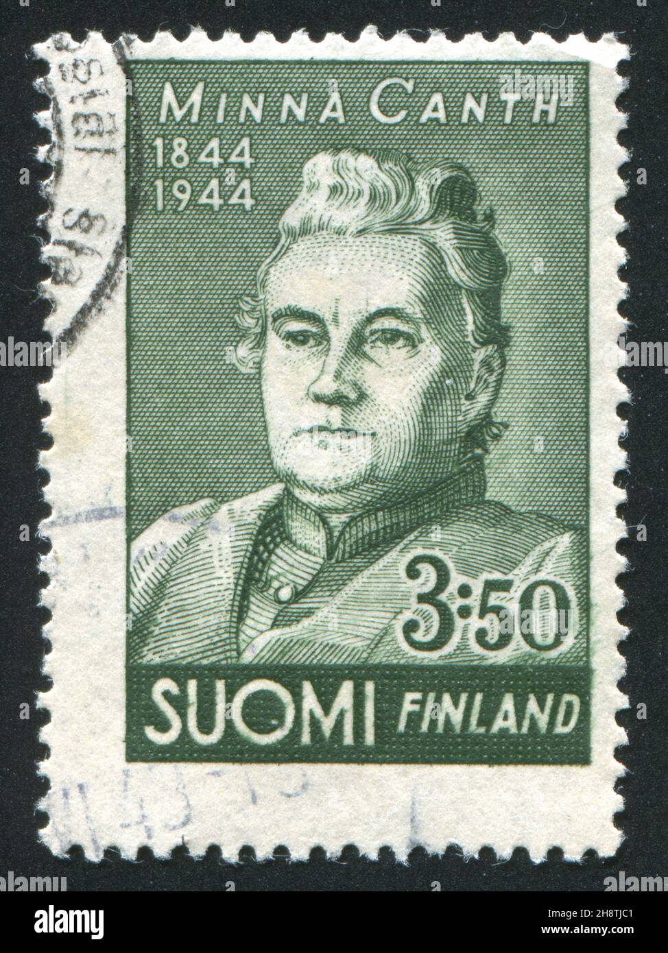 FINLAND - CIRCA 1944: stamp printed by Finland, shows Writer Minna ...
