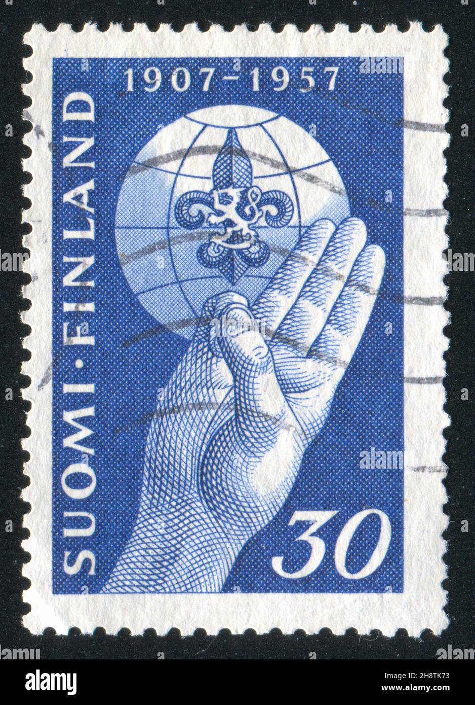 FINLAND - CIRCA 1956: stamp printed by Finland, shows Palm and Globe ...