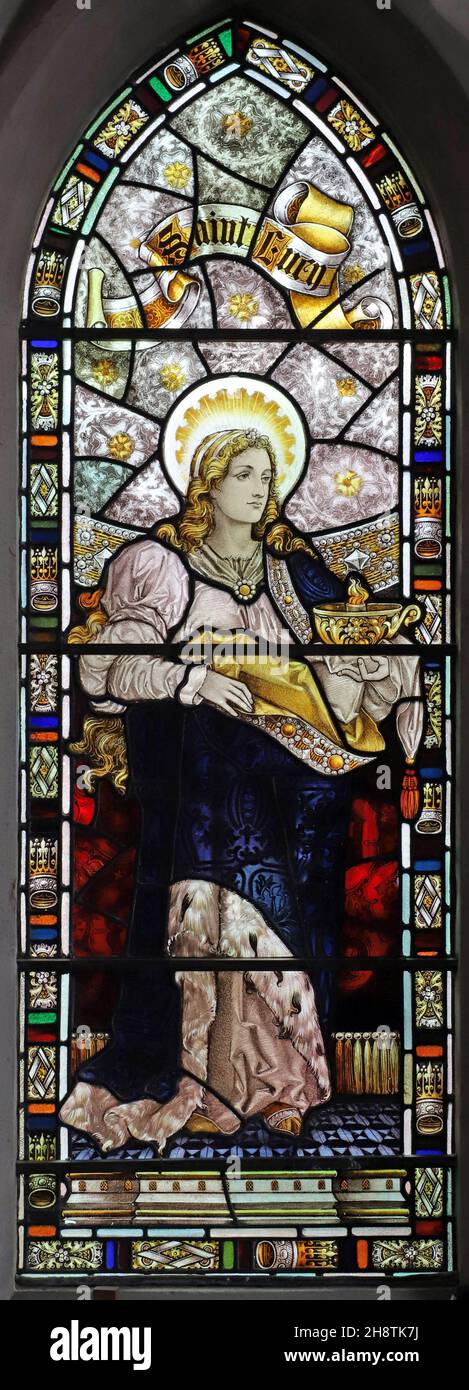 A stained glass window of 1896 by Percy Bacon & Brothers depicting ...