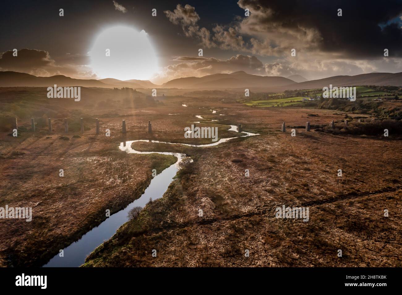 Aerial view of the Owencarrow Railway Viaduct by Creeslough in County ...