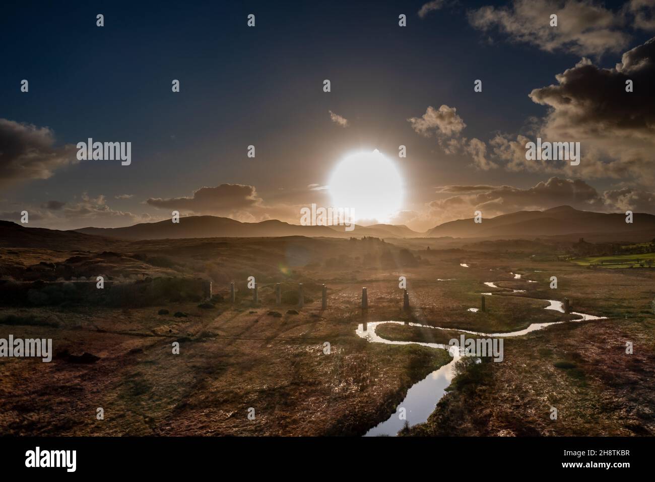 Aerial view of the Owencarrow Railway Viaduct by Creeslough in County ...