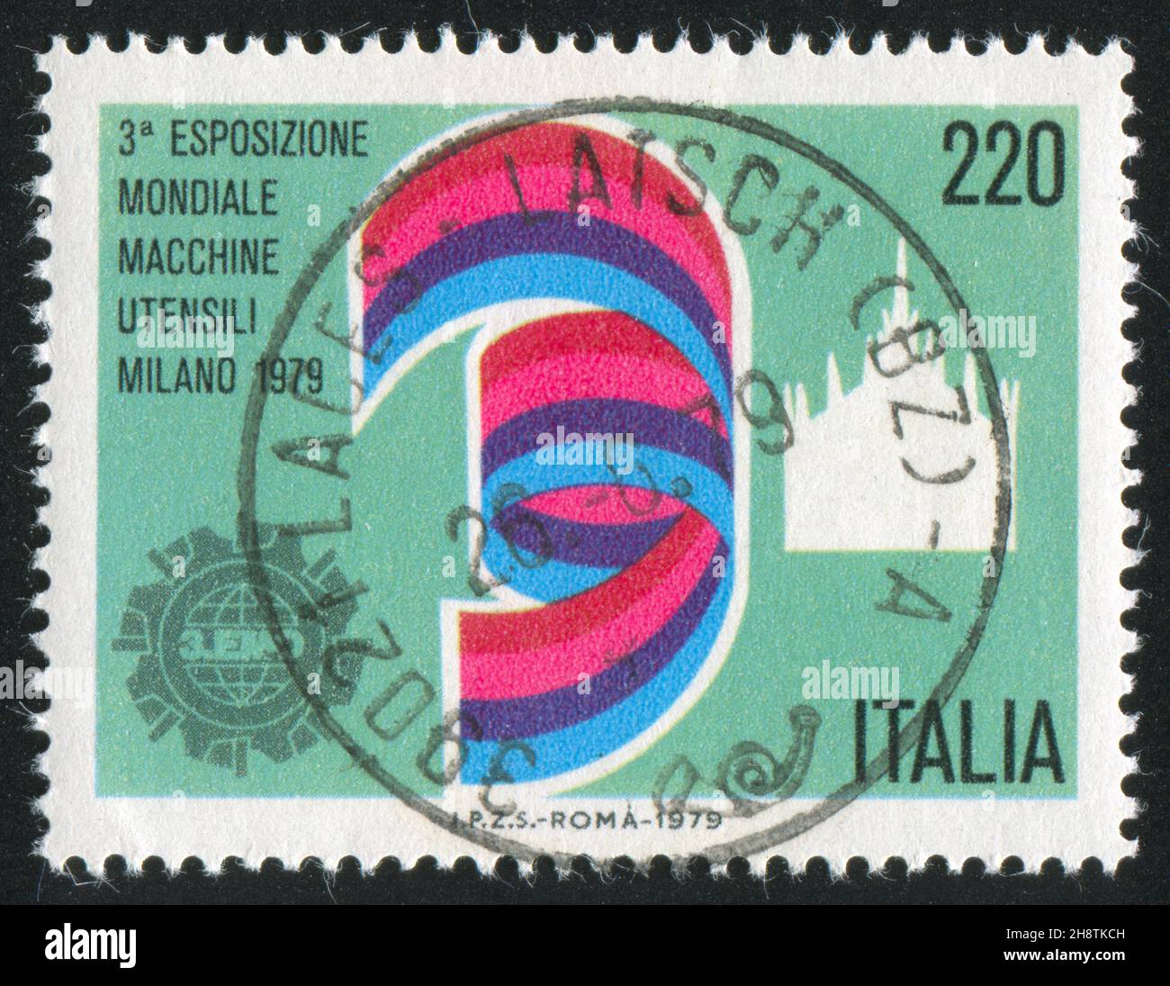ITALY - CIRCA 1979: stamp printed by Italy, shows Exhibition Emblem ...