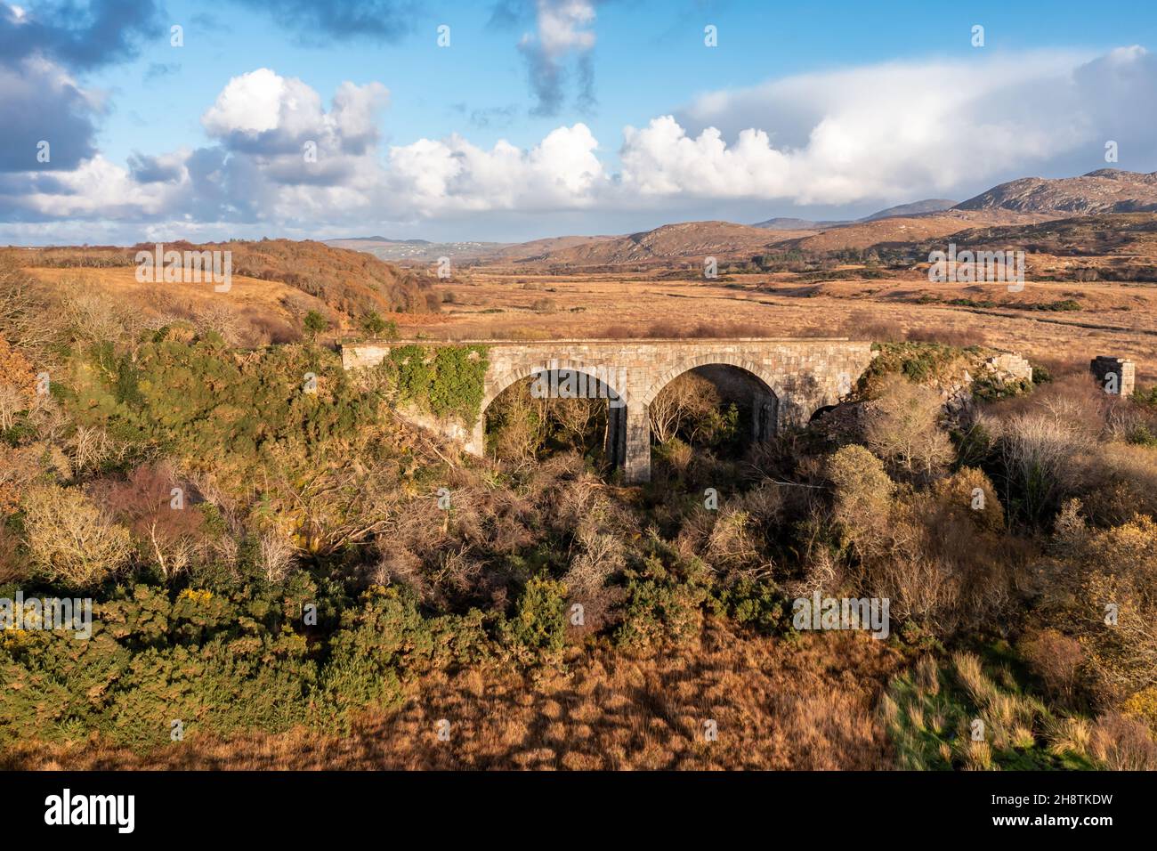 Aerial view of the Owencarrow Railway Viaduct by Creeslough in County ...