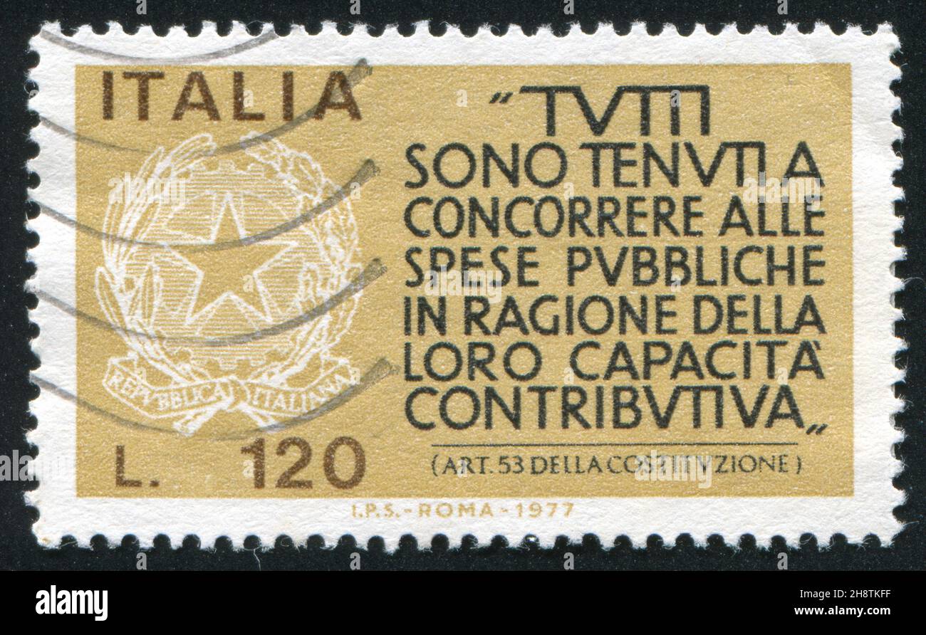 ITALY - CIRCA 1977: stamp printed by Italy, shows Coat of arms of ...