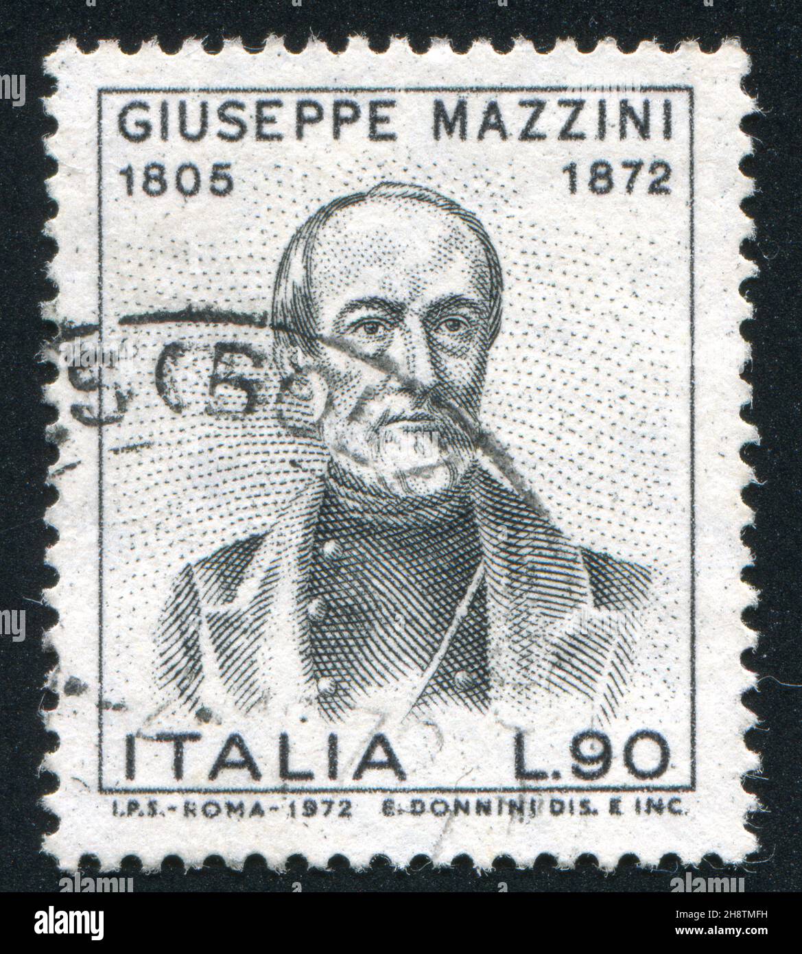 ITALY - CIRCA 1972: stamp printed by Italy, shows Giuseppe Mazzini ...