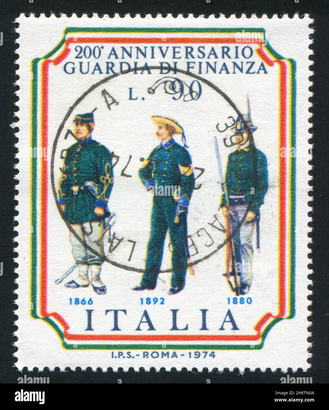 ITALY - CIRCA 1974: stamp printed by Italy, shows Customs frontier ...