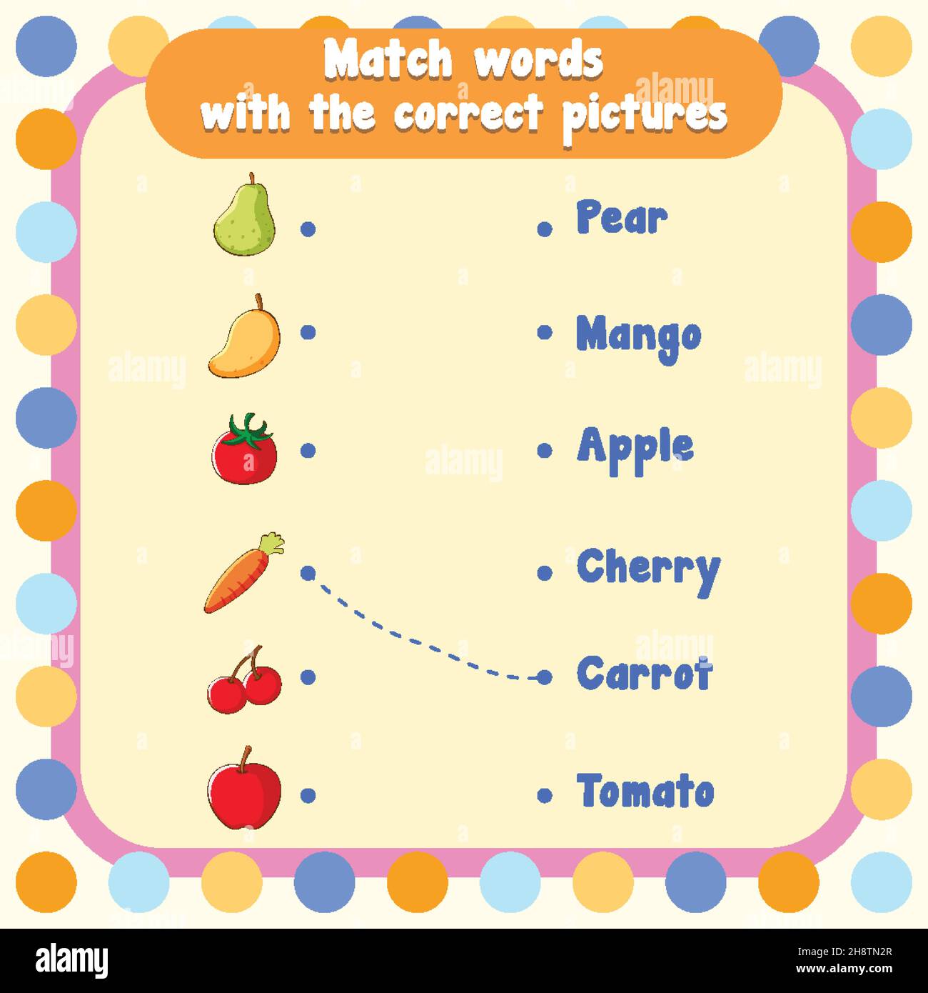 Match the words with the correct pictures illustration Stock Vector ...