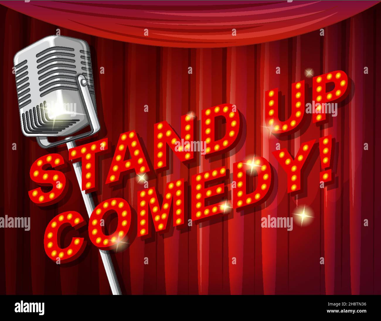 Stand up comedy banner with vintage microphone illustration Stock ...