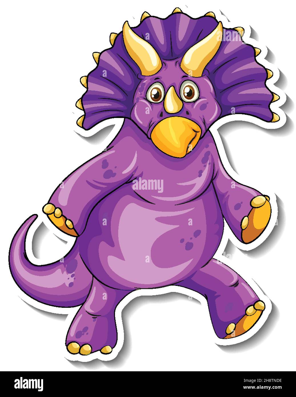 Triceratops dinosaur cartoon character sticker illustration Stock ...