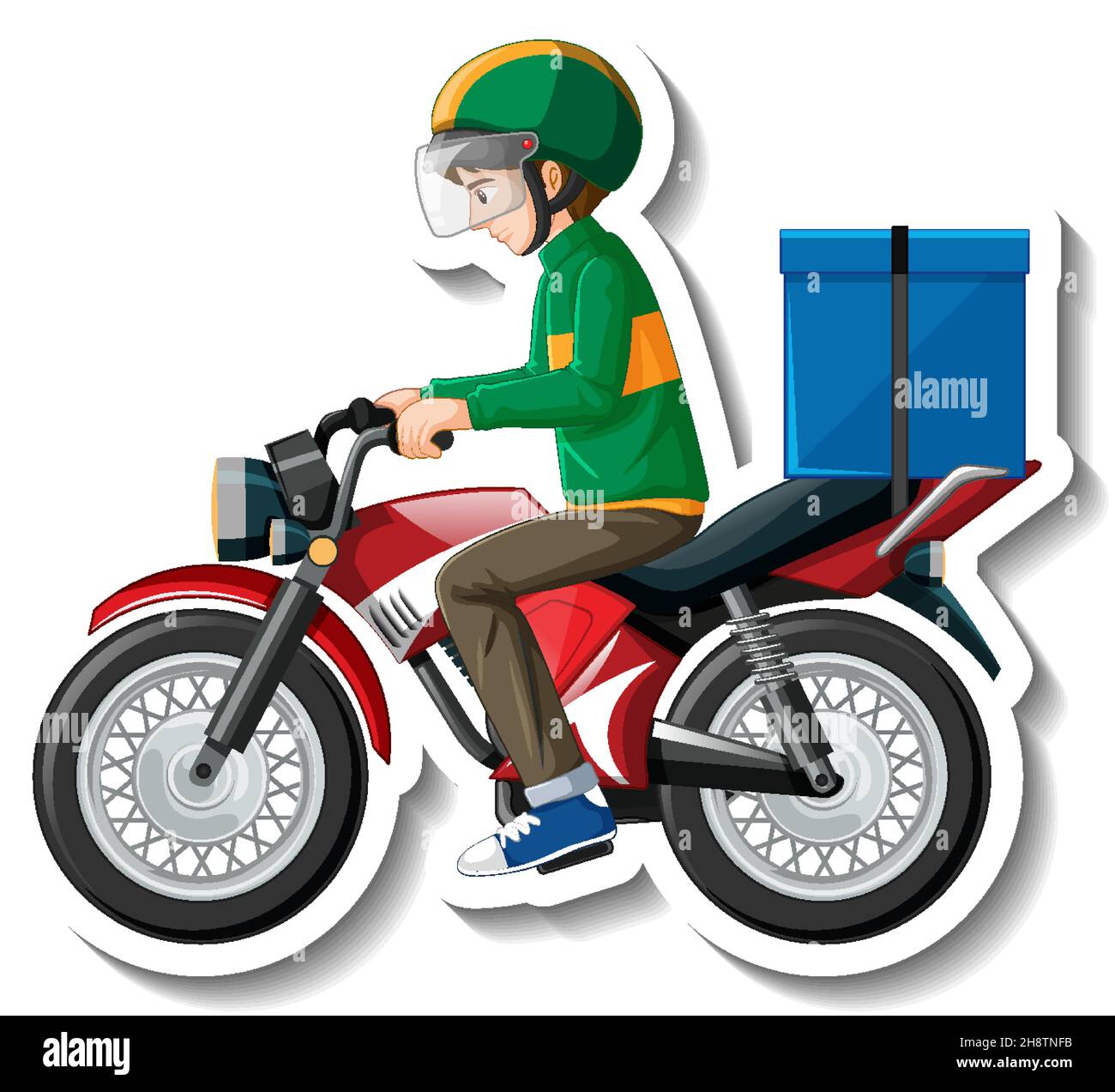 A sticker template with delivery man on motorcycle illustration Stock ...