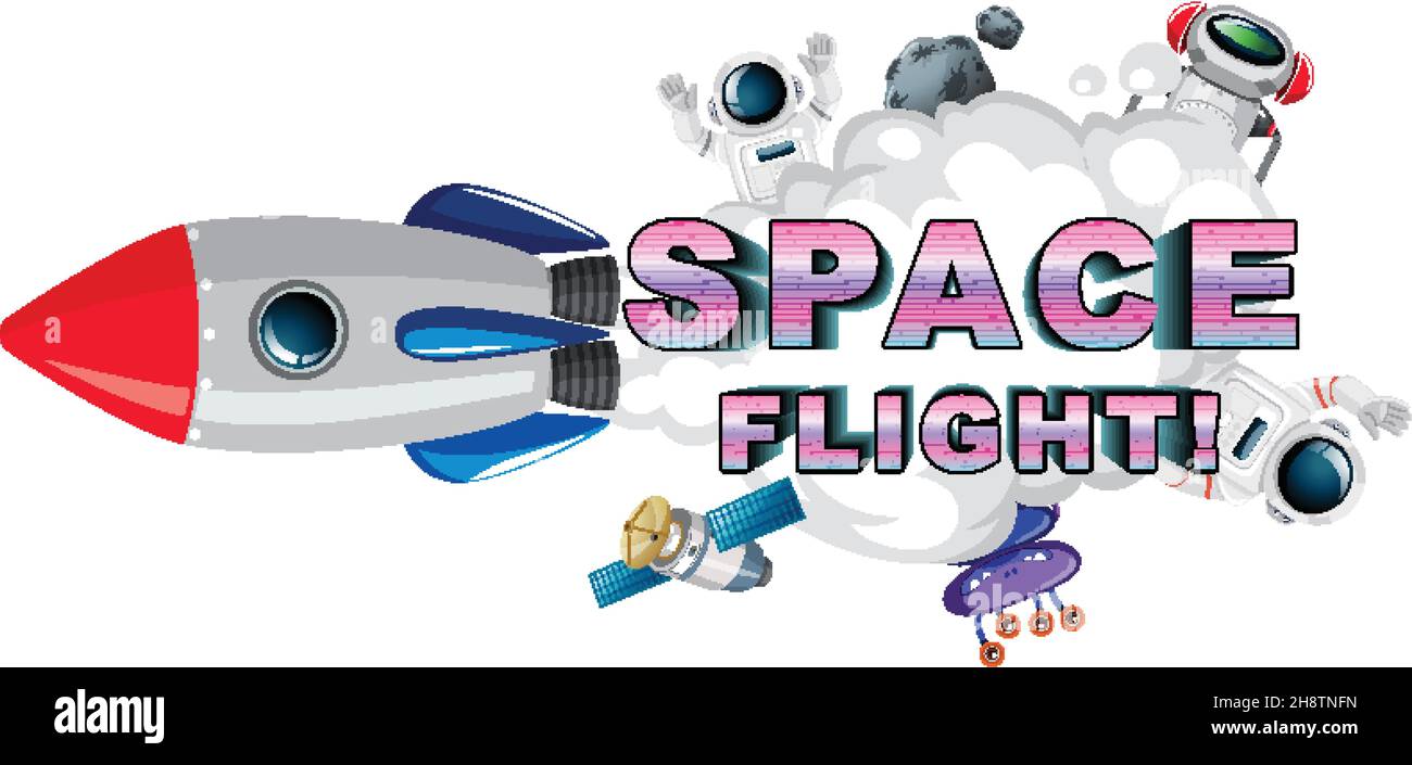Space Flight word logo design with Spaceship illustration Stock Vector ...