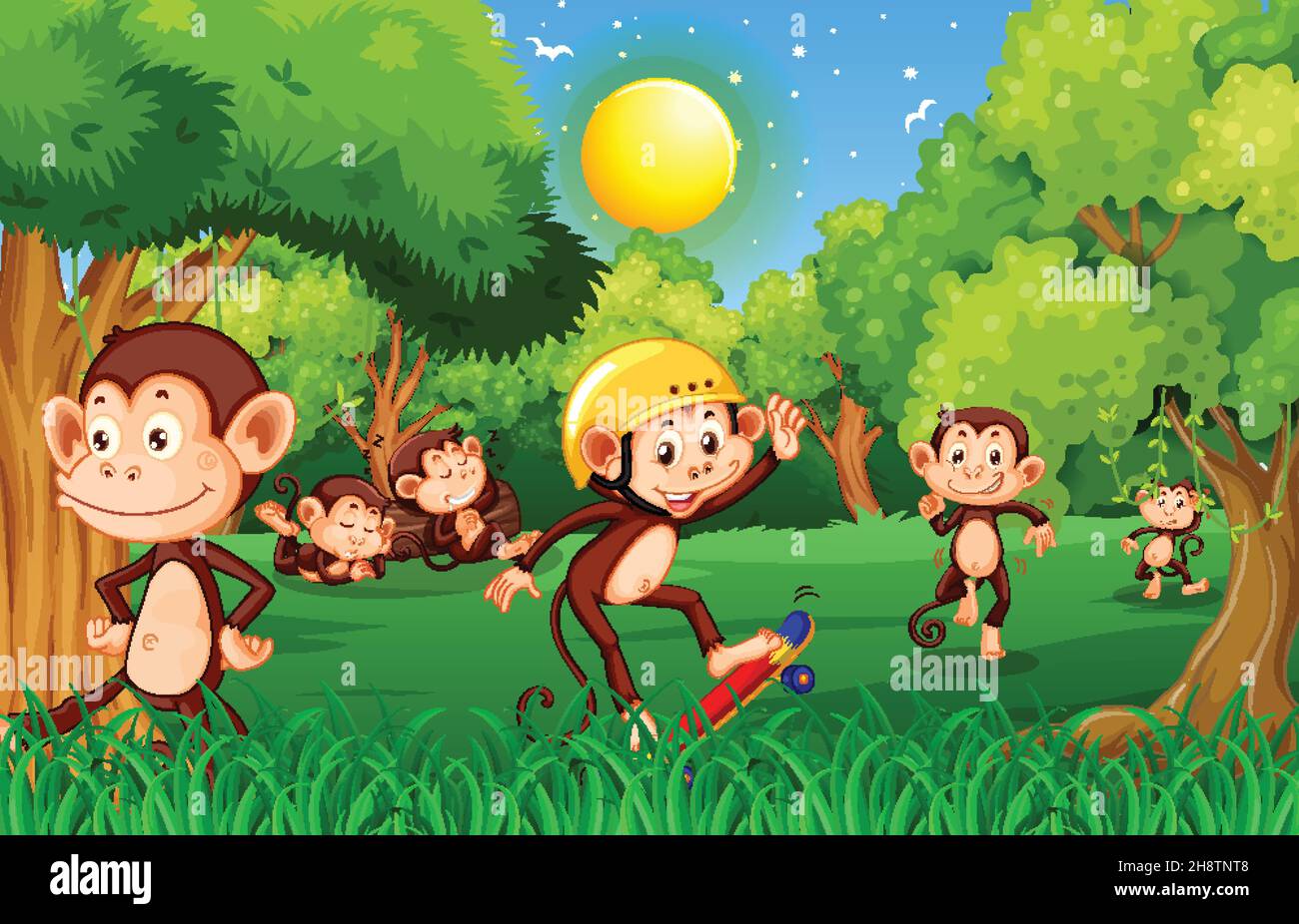 Monkeys and primates with wild mammals Stock Vector Images - Alamy