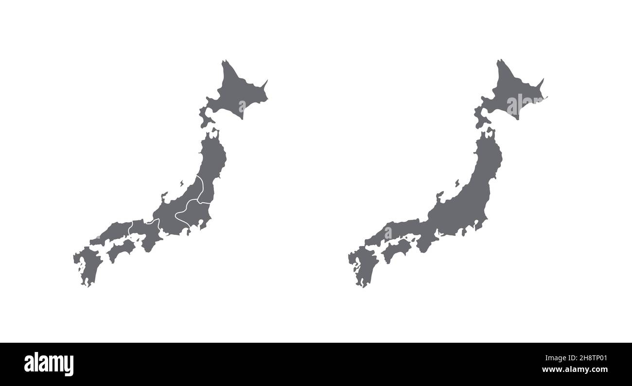 Map of Japan in high detail resolution. Mesh lines and points map of ...