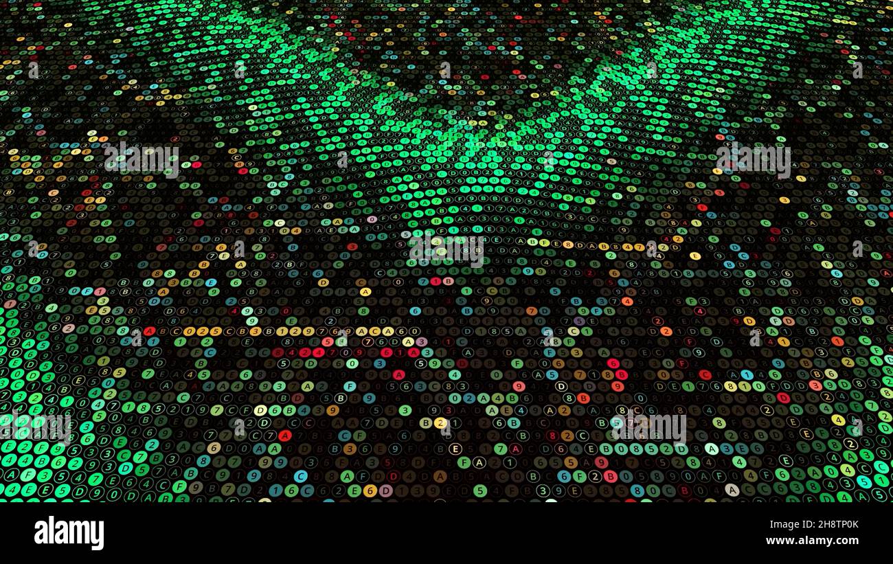 Luminous waves on field. Animation. Beautiful cybernetic field of ...