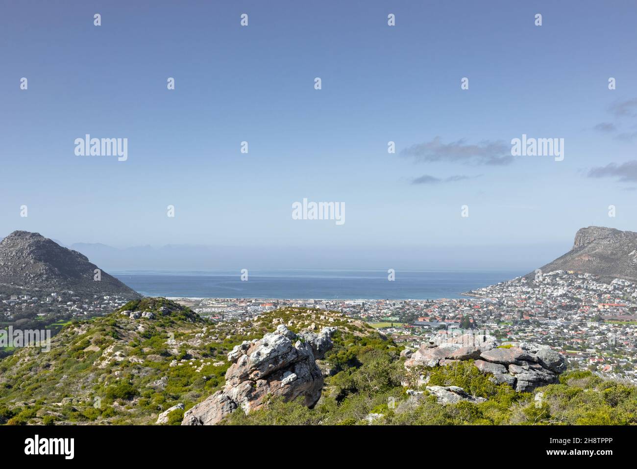 Fish Hoek residential neighborhood viewed from the top of Peer’s Cave ...