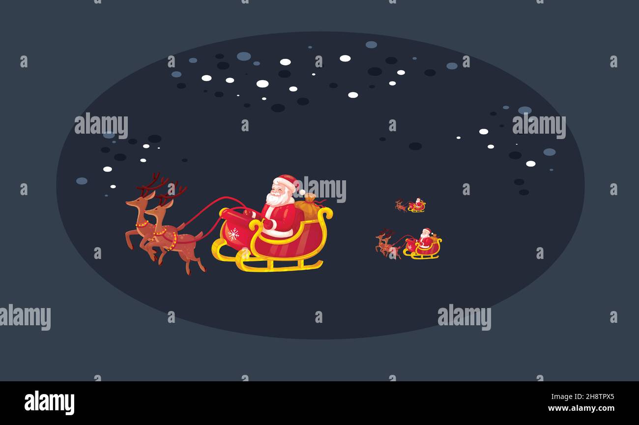 Santa Claus family travelling in abstract sky background Stock Vector ...