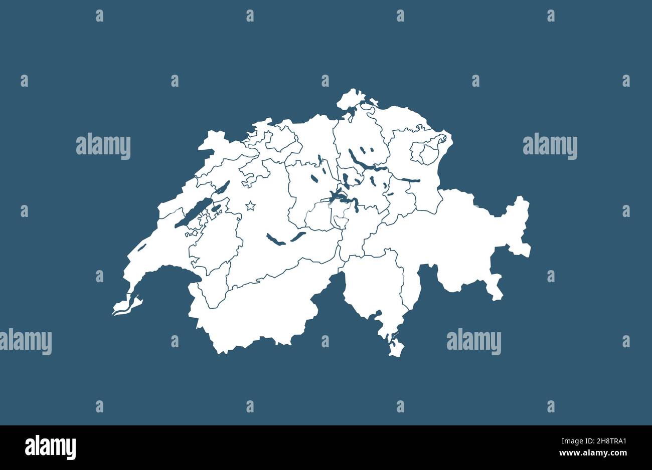 Switzerland map outline illustration isolated on blue Stock Photo - Alamy