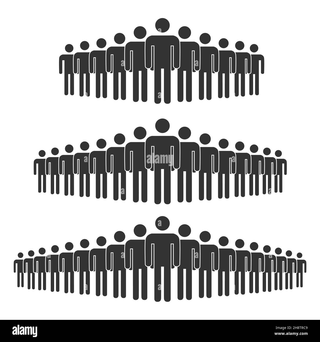 Big crowd, group of people silhouettes standing in rows Stock Photo - Alamy