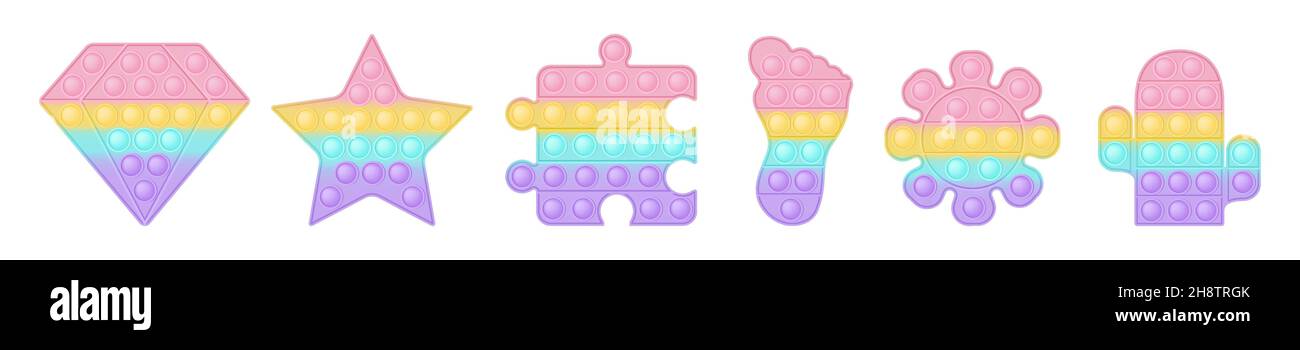 Set of various forms pop it a fashionable rainbow fidget toys ...