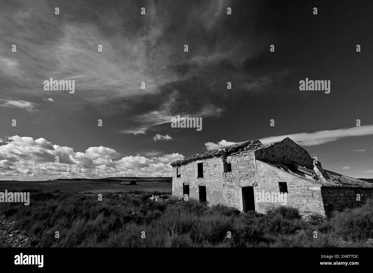 Farmhouse in spain Black and White Stock Photos & Images - Alamy