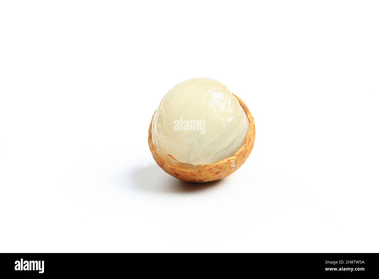 Lychee cut on white background Stock Photo - Alamy