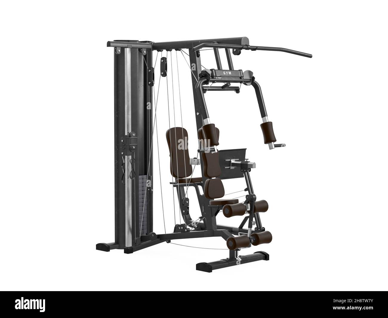 Multifunctional gym machine, angle view isolated on white background ...