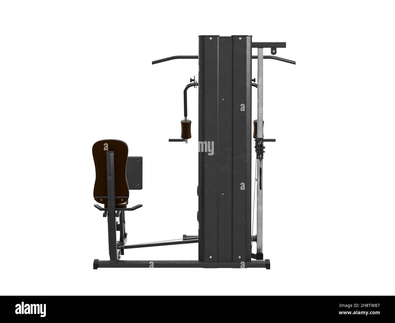 Multifunctional gym machine, back view isolated on white background. 3D ...