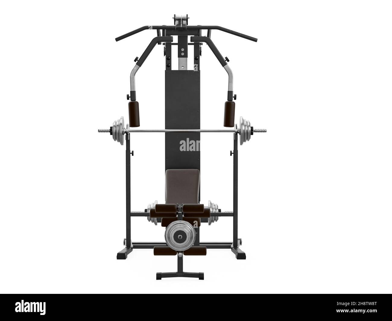 Multifunctional gym machine, front view isolated on white background ...
