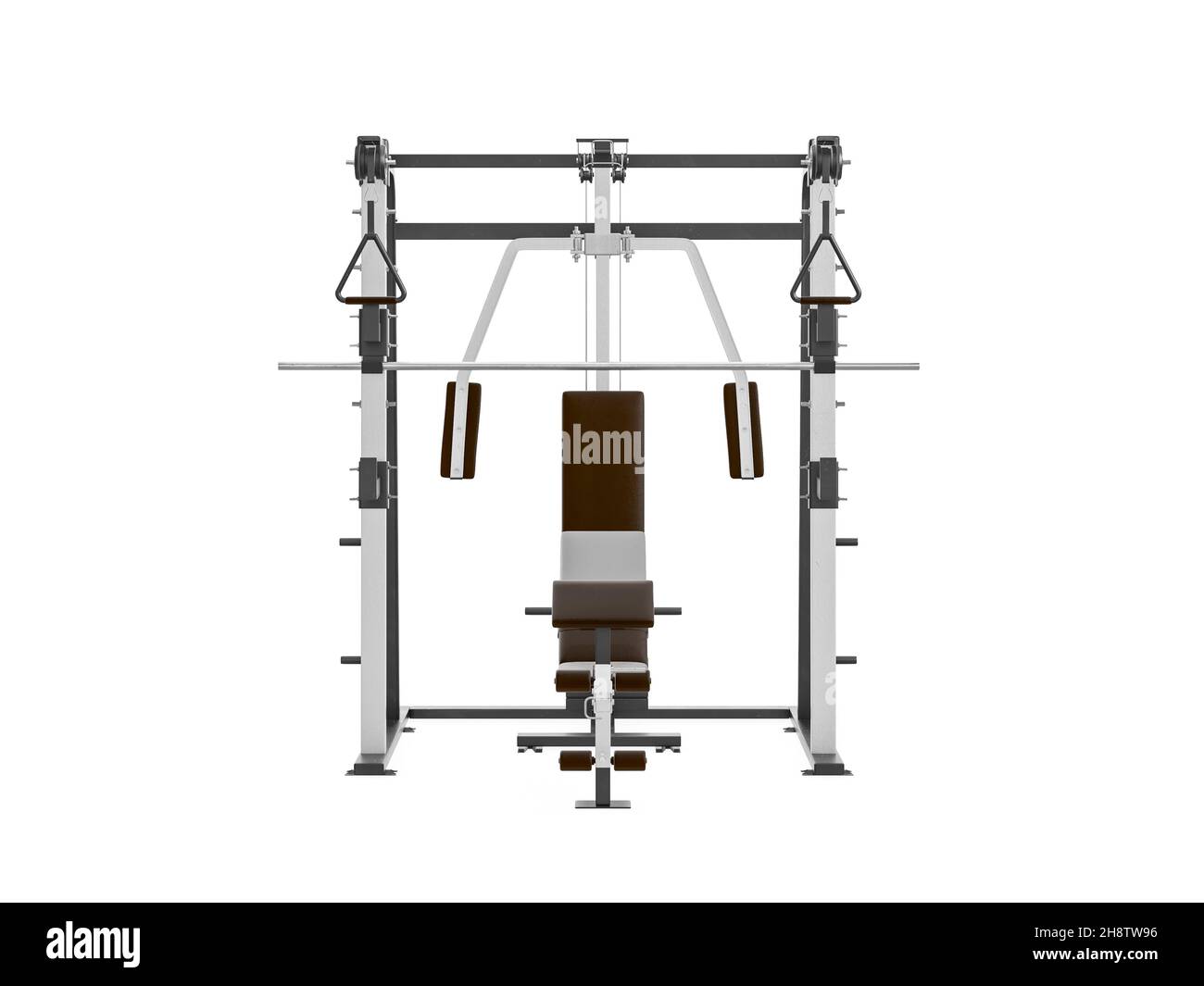 Multifunctional gym machine, front view isolated on white background ...